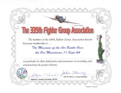 Museum 11.9.1944 - 339th FG Honorary Membership